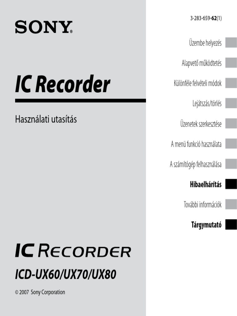 IC Recorder: ICD-UX60/UX70/UX80 | PDF