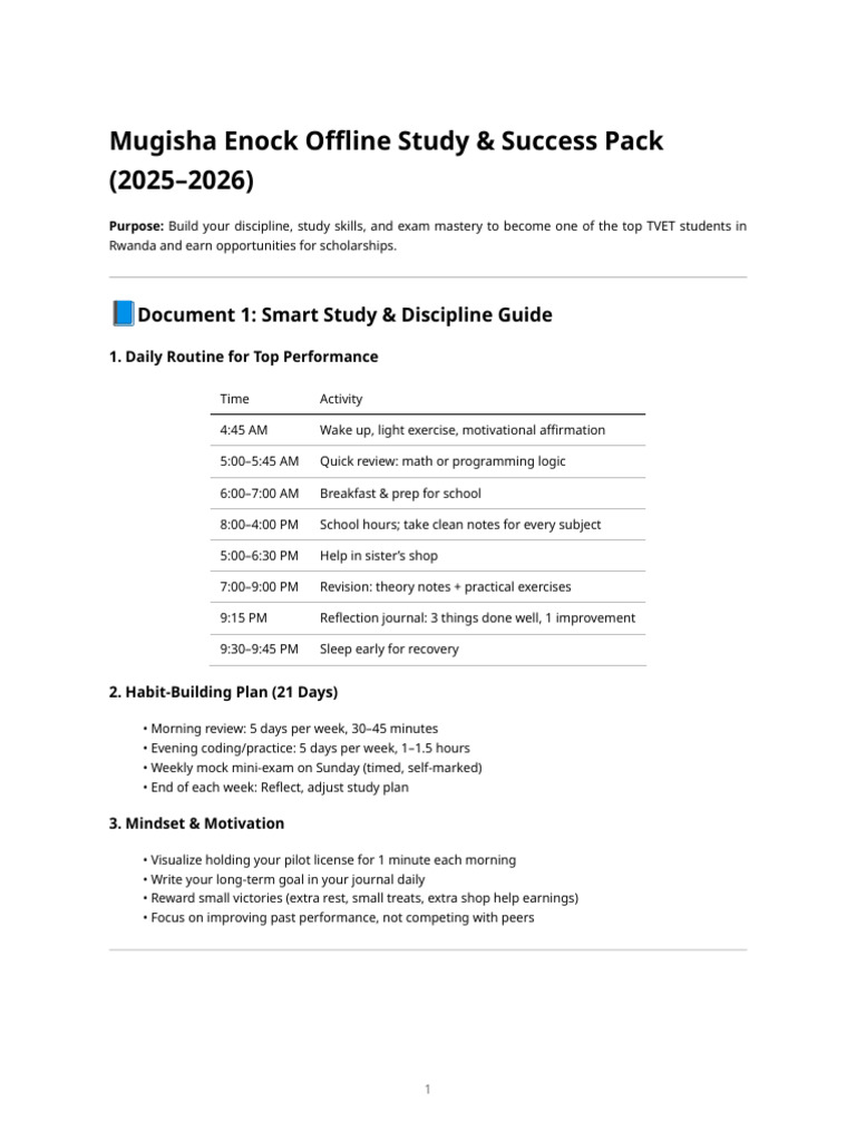 Mugisha Enock Offline Study Plan | PDF | Computer Programming | Software Development