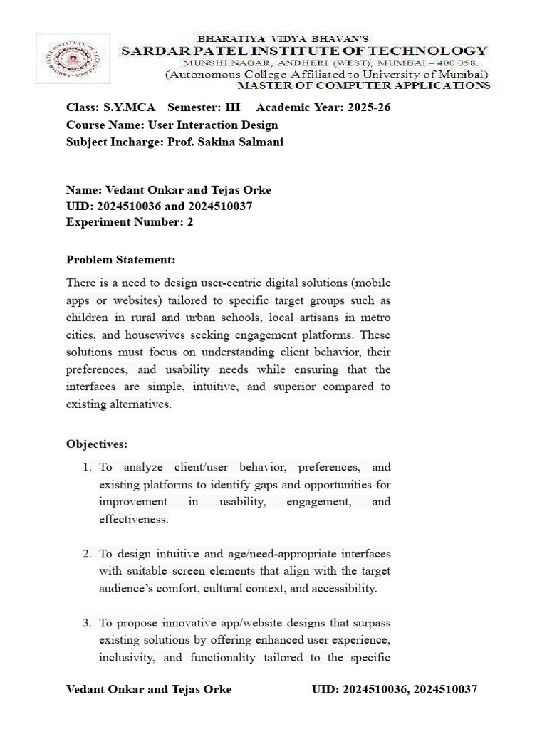 UID_Practical2 (2) | PDF | Usability | Human–Computer Interaction