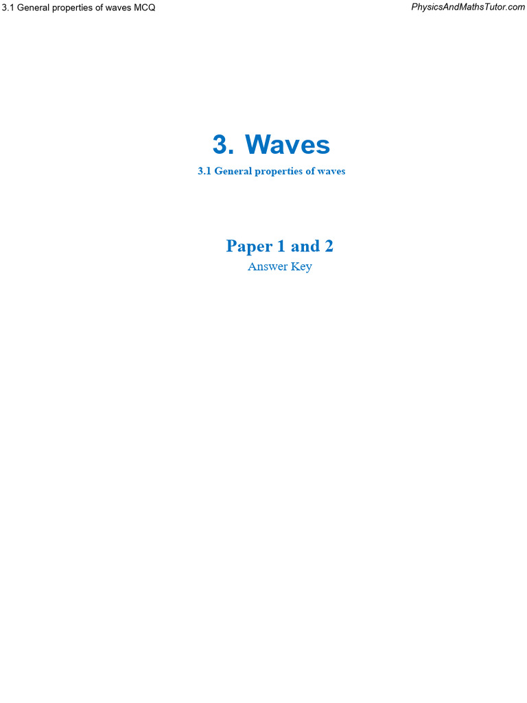 Waves MCQ Answer Key Guide | PDF