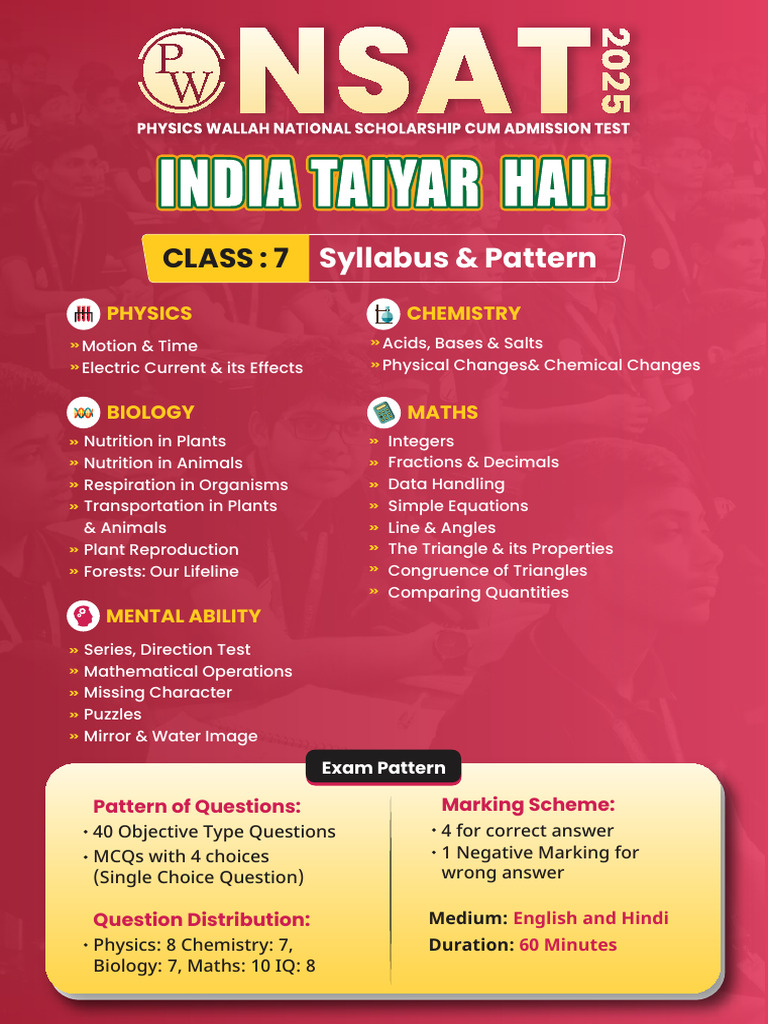 Class 7 Exam Pattern and Syllabus | PDF