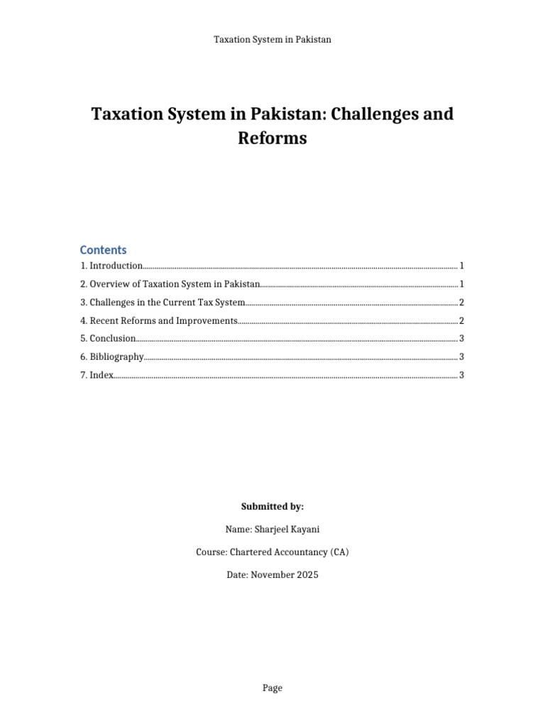 Pakistan Taxation System: Challenges & Reforms | PDF | Taxes | Direct Tax