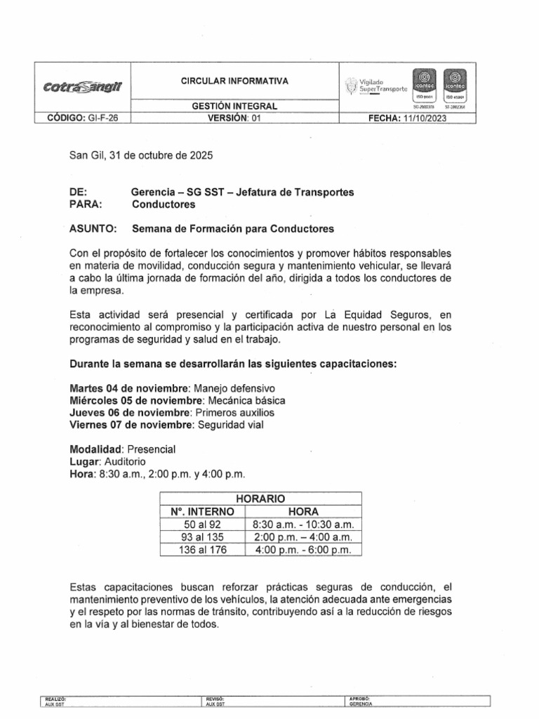 Circular Semana de Formacion Diurna | PDF