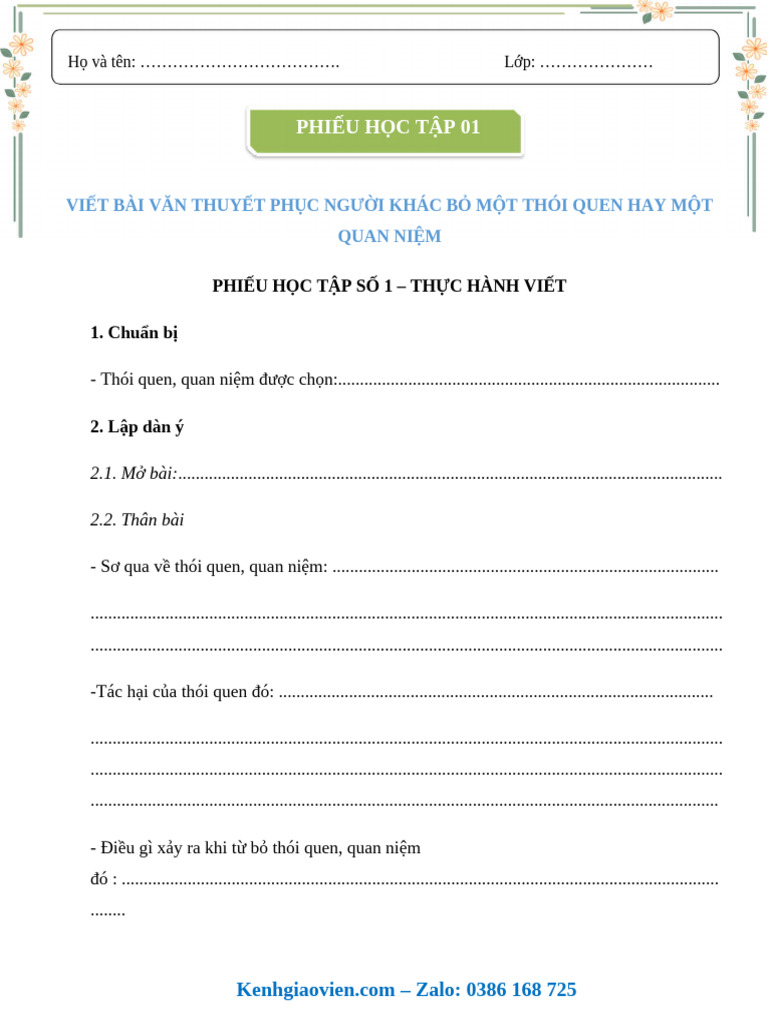 PHT nv10 KNTT t1 Bai 3 Viet | PDF