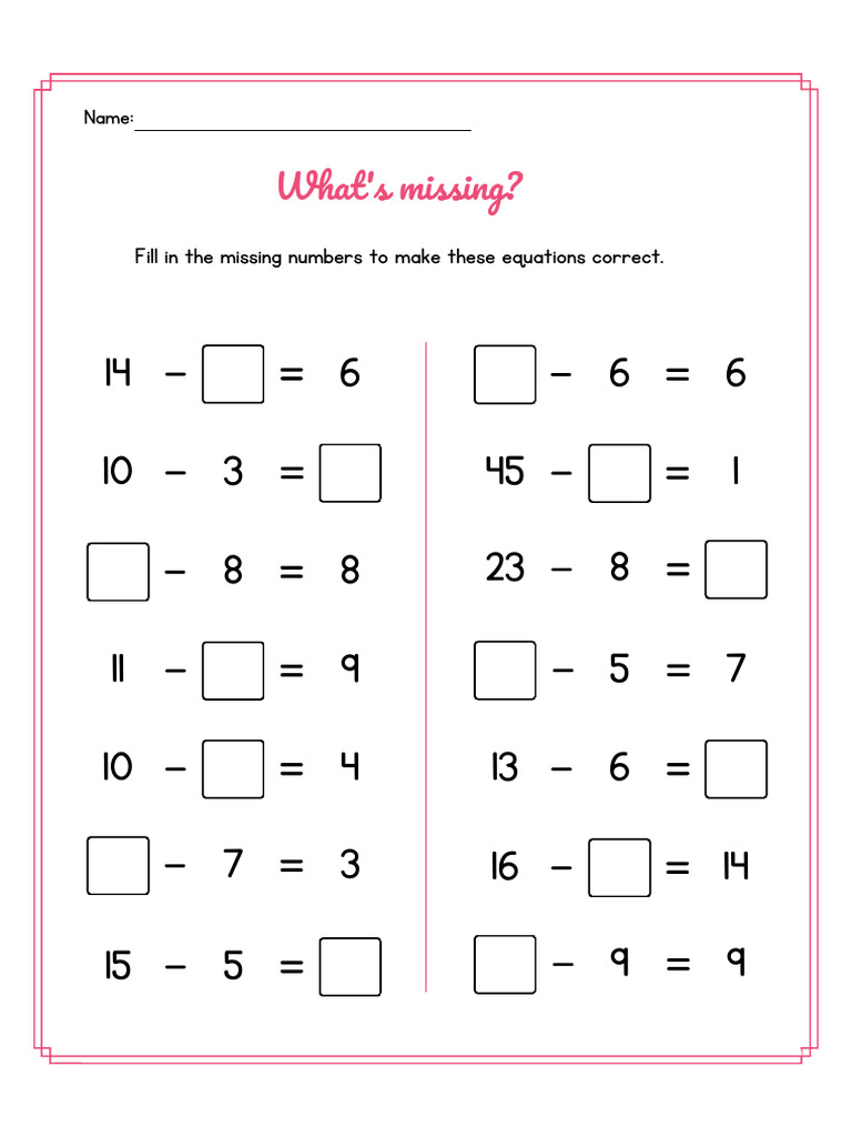 What's Missing Pink Illustrated Math Worksheet - 20250523 - 084234 ...