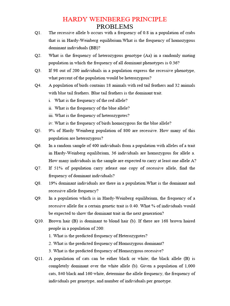 Hardy Weinberg Principle | PDF
