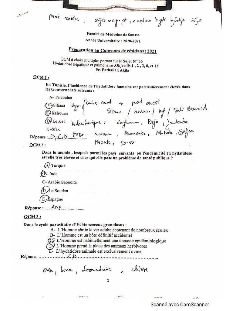 Kyste Hydatique Parasitologie | PDF