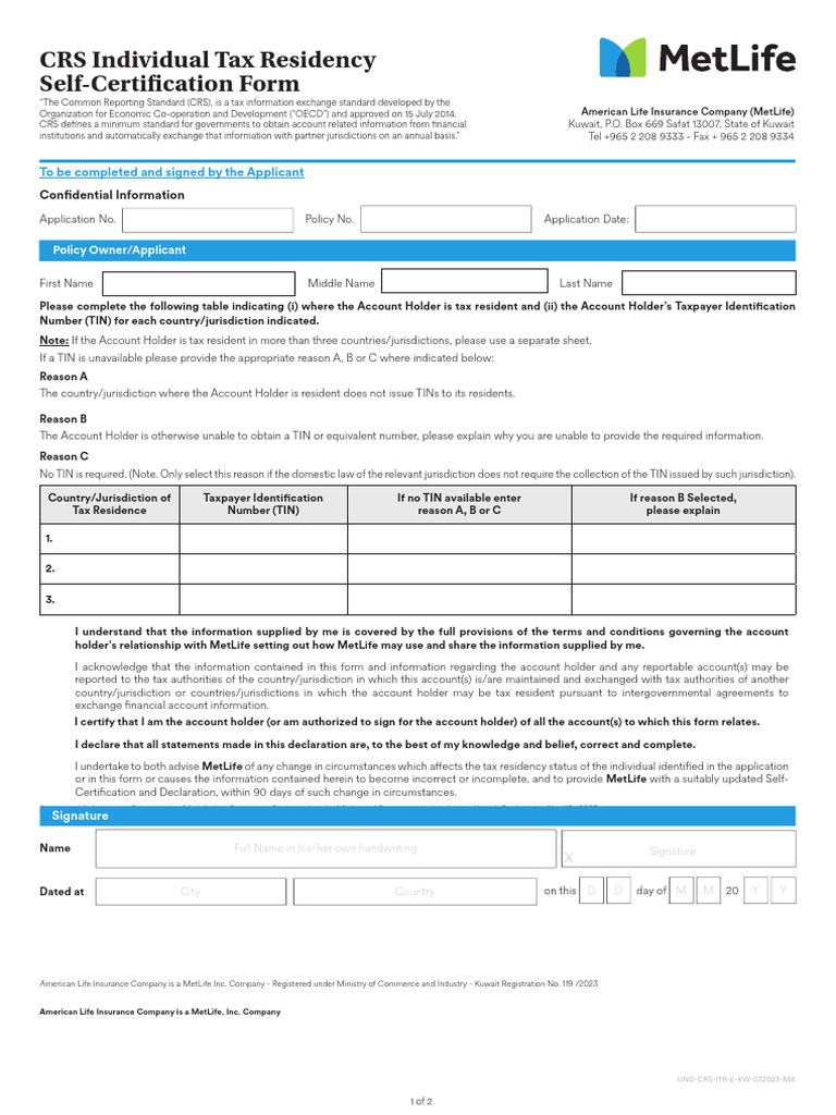 CRS Individual KW 032023 | PDF | Government Finances | Taxes