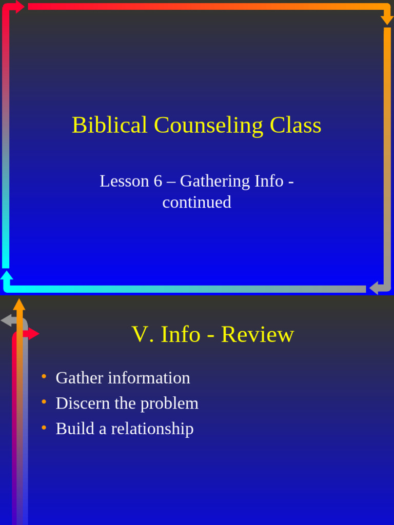 Biblical Counseling Class Lesson 6 Info | PDF | Bible | Theology