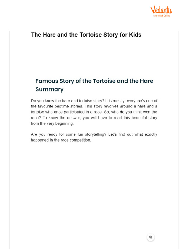 The Hare and The Tortoise Story For Kids | PDF