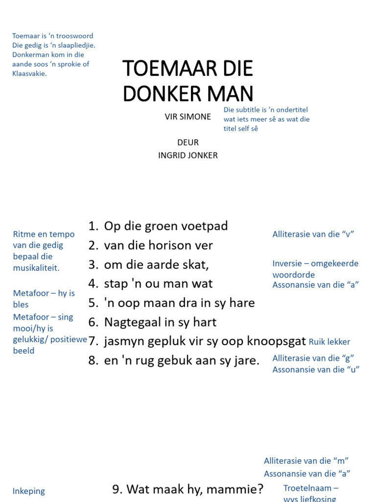 Toemaar Die Donker Man - Ontleding | PDF