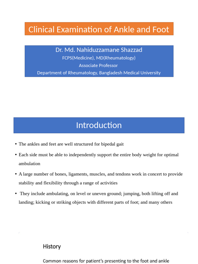 Clinical Examination of Ankle & Foot | PDF | Ankle | Foot