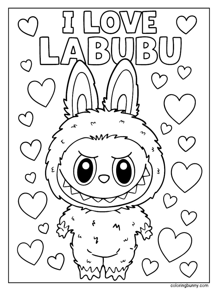 I Love Labubu Coloring Page | PDF