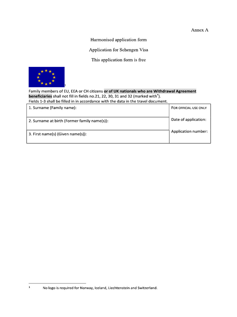 Harmonised Application Form | PDF