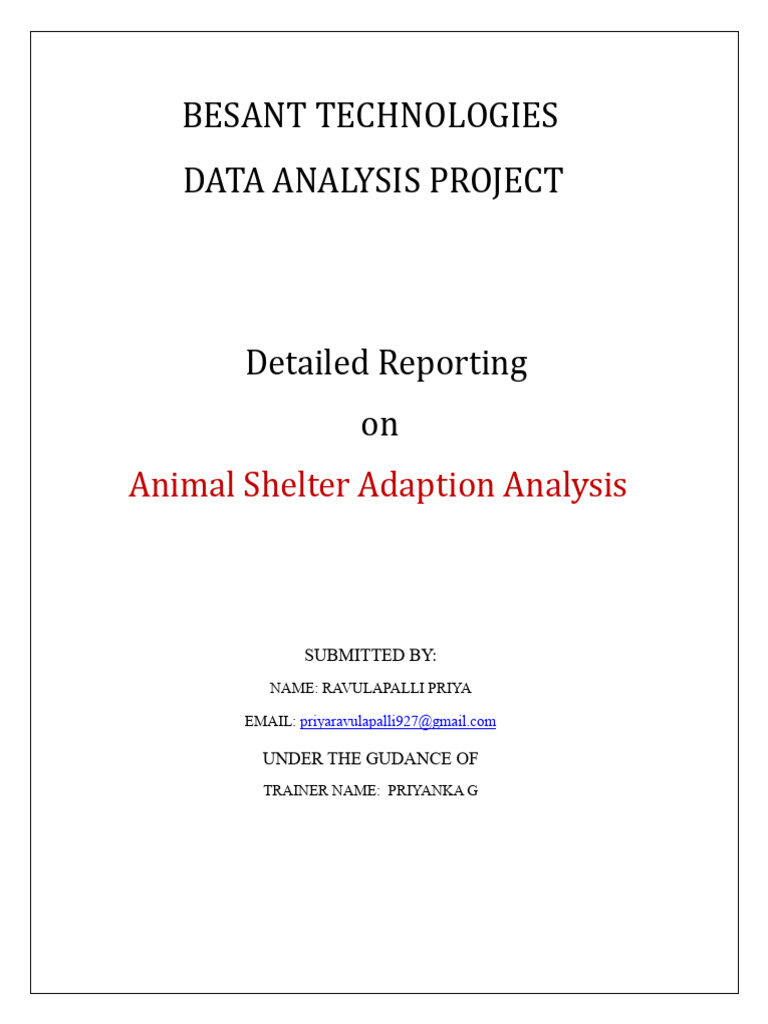 Animal Shelter Adoption Analysis Report | PDF | Performance Indicator ...