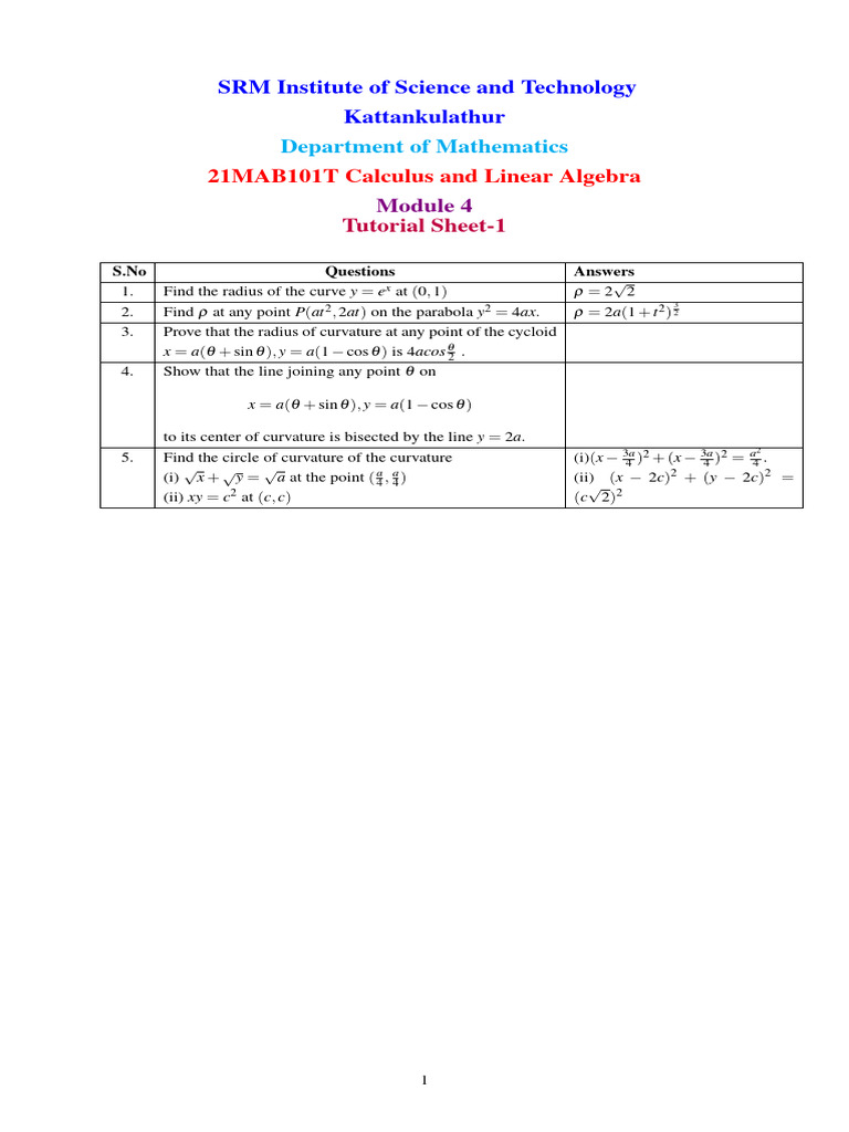 Unit 4 Differential Calculus and Beta Gamma Functions Tutorial 1 | PDF