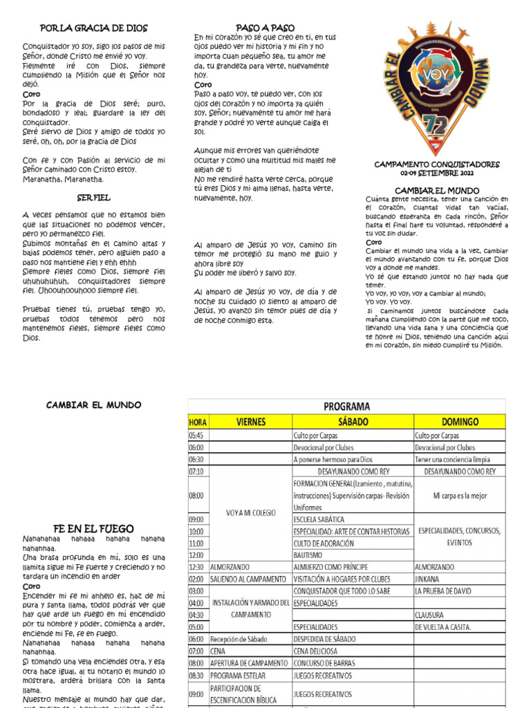 PROGRAMA CAMPAMENTO | PDF | Cristo (título)