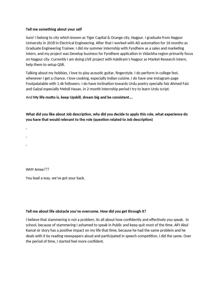 Amex Sample Answers | PDF | Marketing | American Express