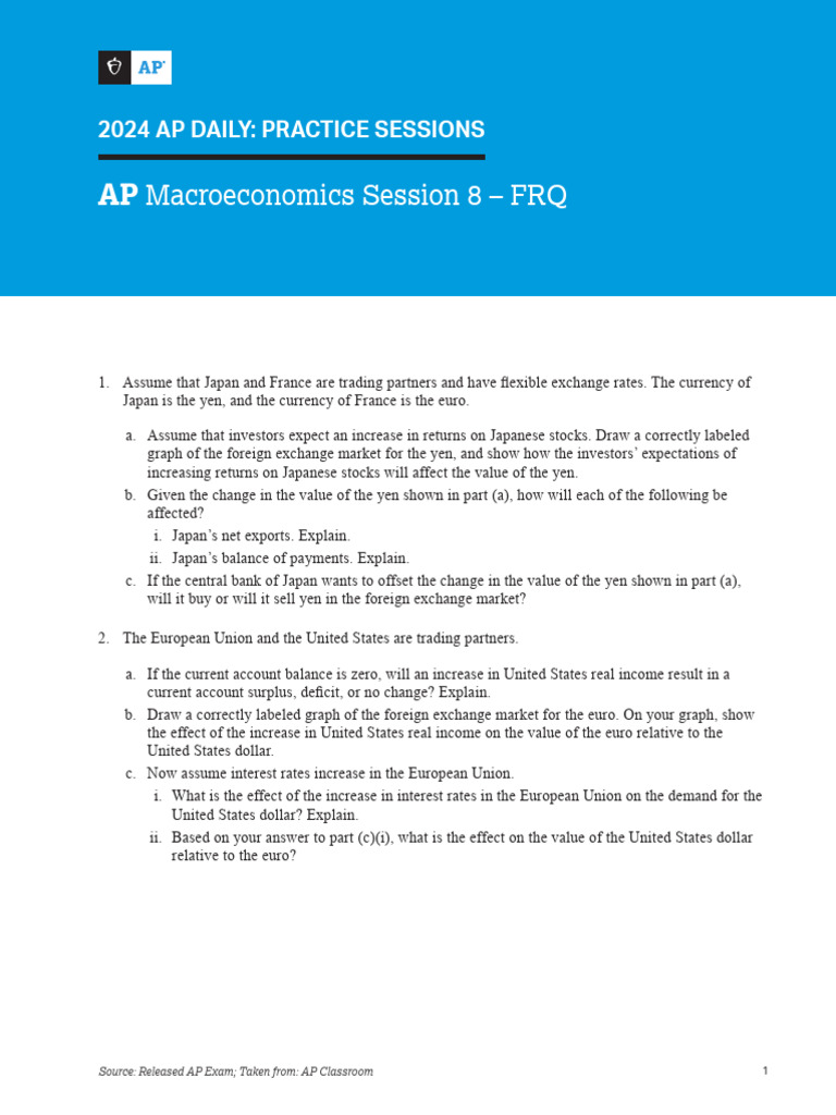 AP Macroeconomics FRQ Practice Session | PDF