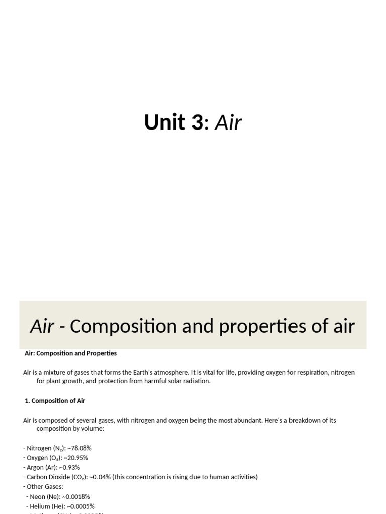Air Composition and Properties Explained | PDF | Atmosphere Of Earth ...