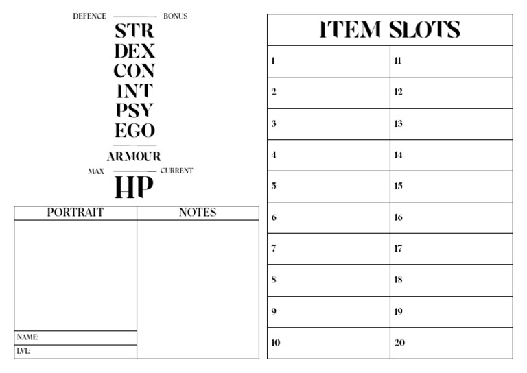 Vaults of Vaarn Character Sheet | PDF