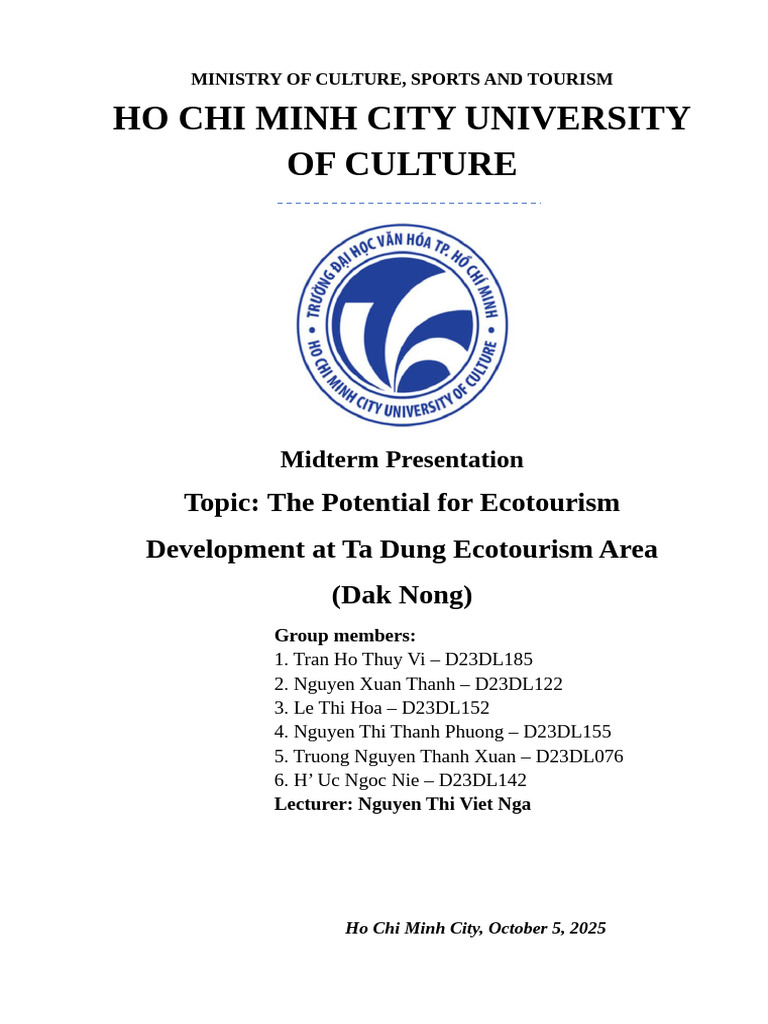Ecotourism Potential in Ta Dung Area | PDF | Tourism | Sustainability