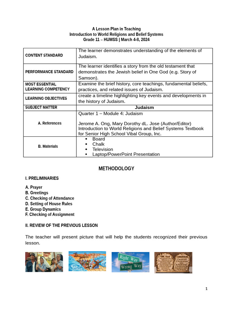 Teaching Judaism: Lesson Plan for Grade 11 | PDF | Babylonian Captivity ...
