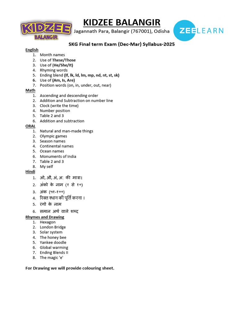 SKG 3rd Term (Dec-Mar) Syllabus 2025-1 | PDF