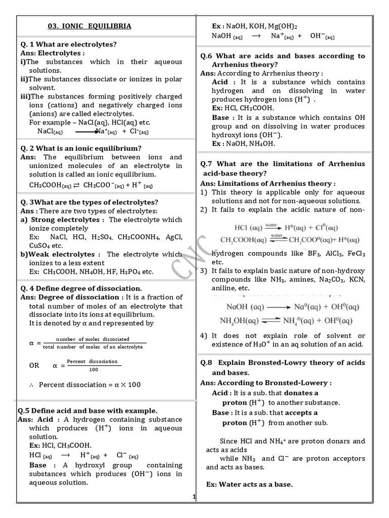 03 IONIC EQU Shorts PDF | PDF | Ph | Acid