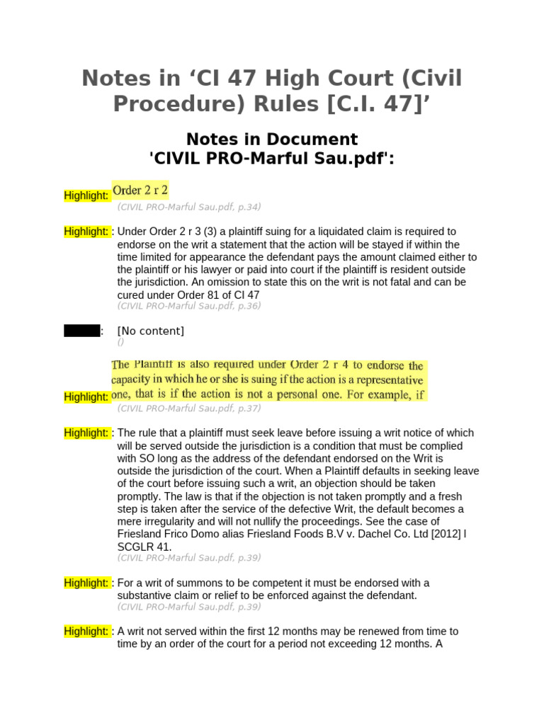 CI 47 Civil Procedure Rules Overview | PDF | Civil Law (Common Law ...