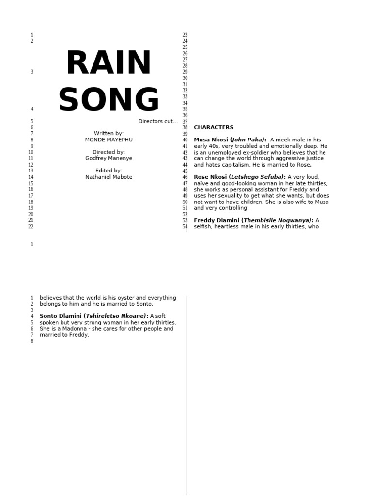 Rain Song_final Draft | PDF