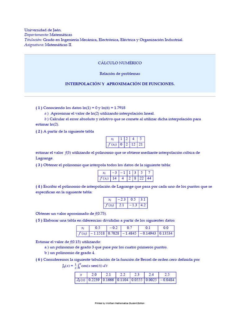 Tema 7 Ejercicios | PDF | Spline (Matemáticas) | Mínimos cuadrados