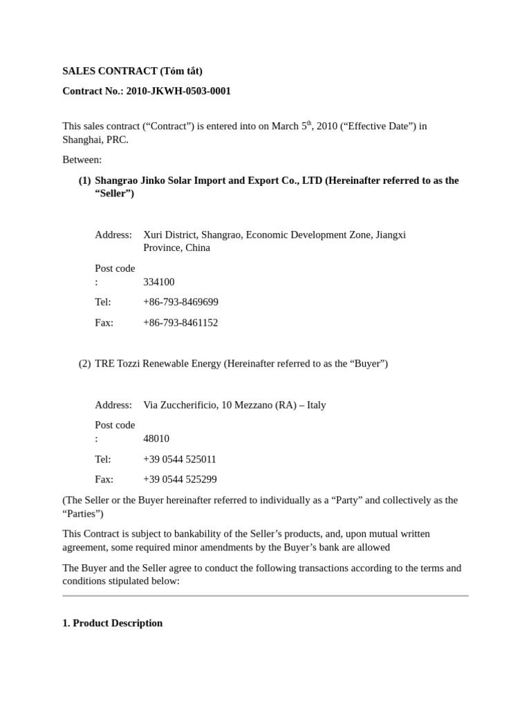Sales Contract | PDF