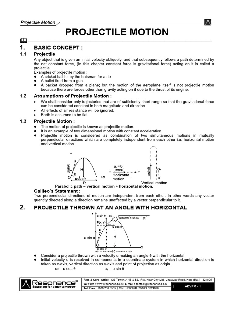 Understanding Projectile Motion Concepts | PDF | Force | Mechanics