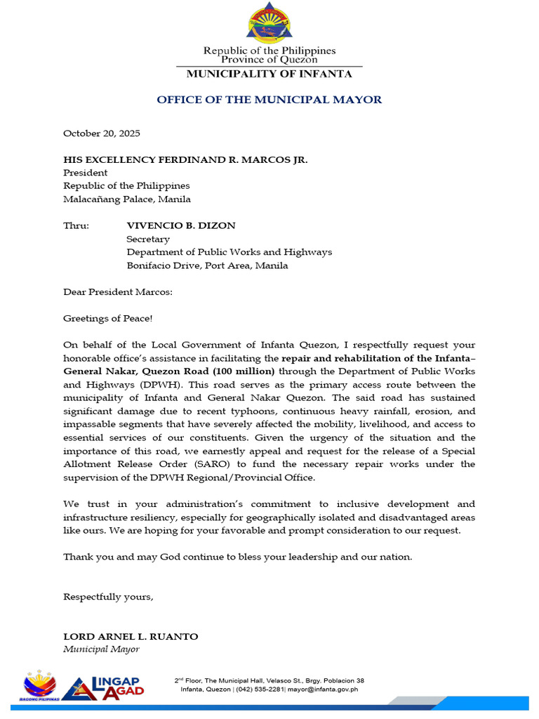 Letter to PBBM | PDF | Manila | Tropical Cyclones