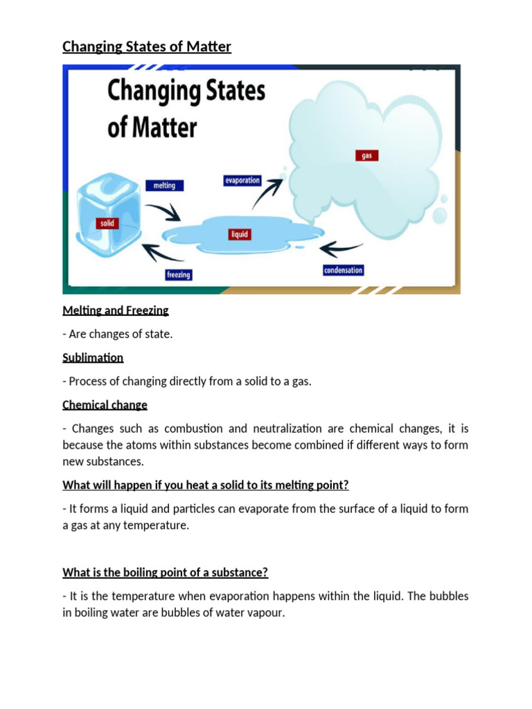 Changing States of Matter | PDF