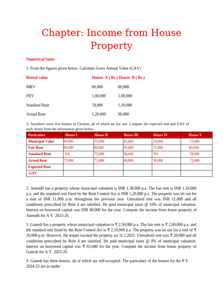 Income From House Property | PDF | Renting | Interest