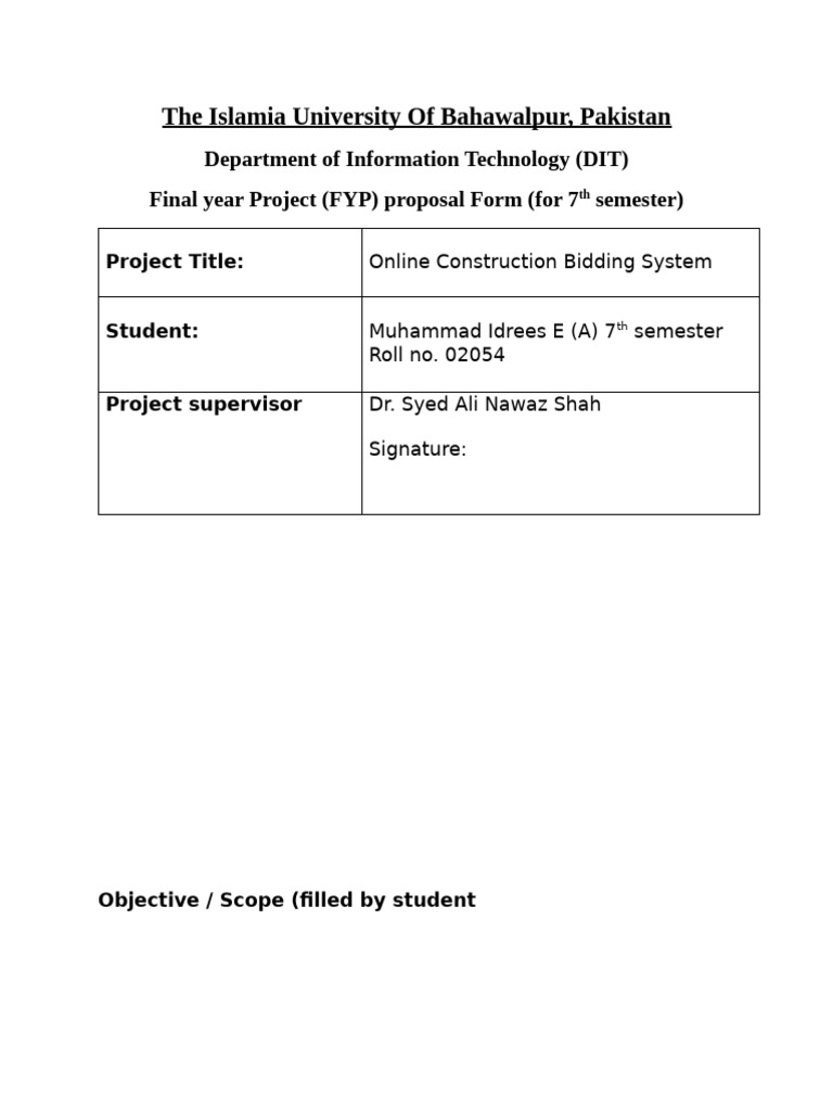 FYP Proposal Template Updated | PDF