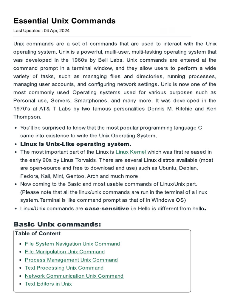 Essential Unix | PDF