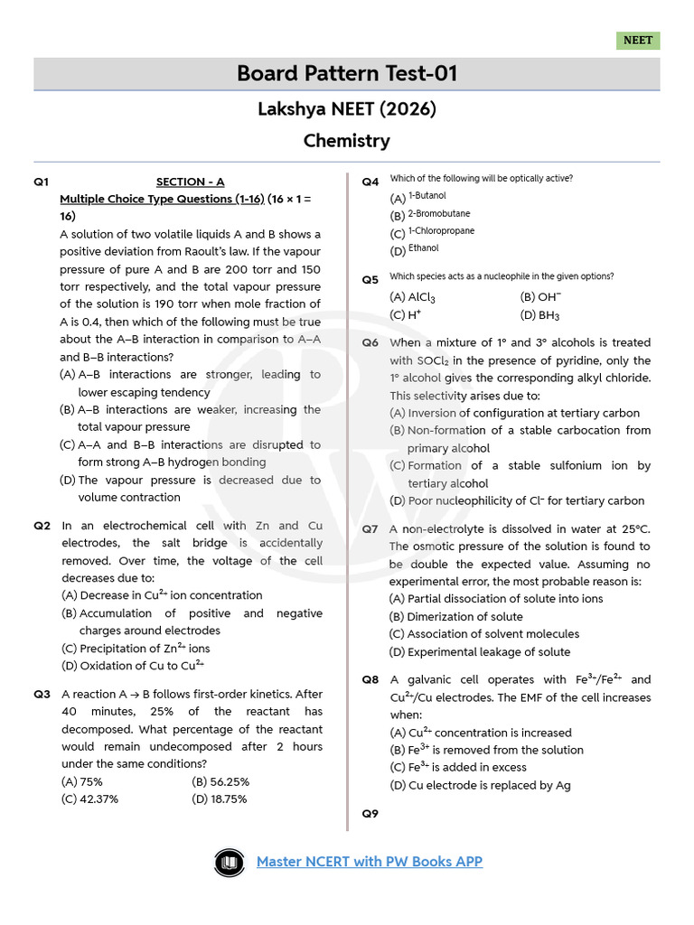 68a08e78e9af0755be1204cb - ## - Board Pattern Test 01 - Chemistry Test ...