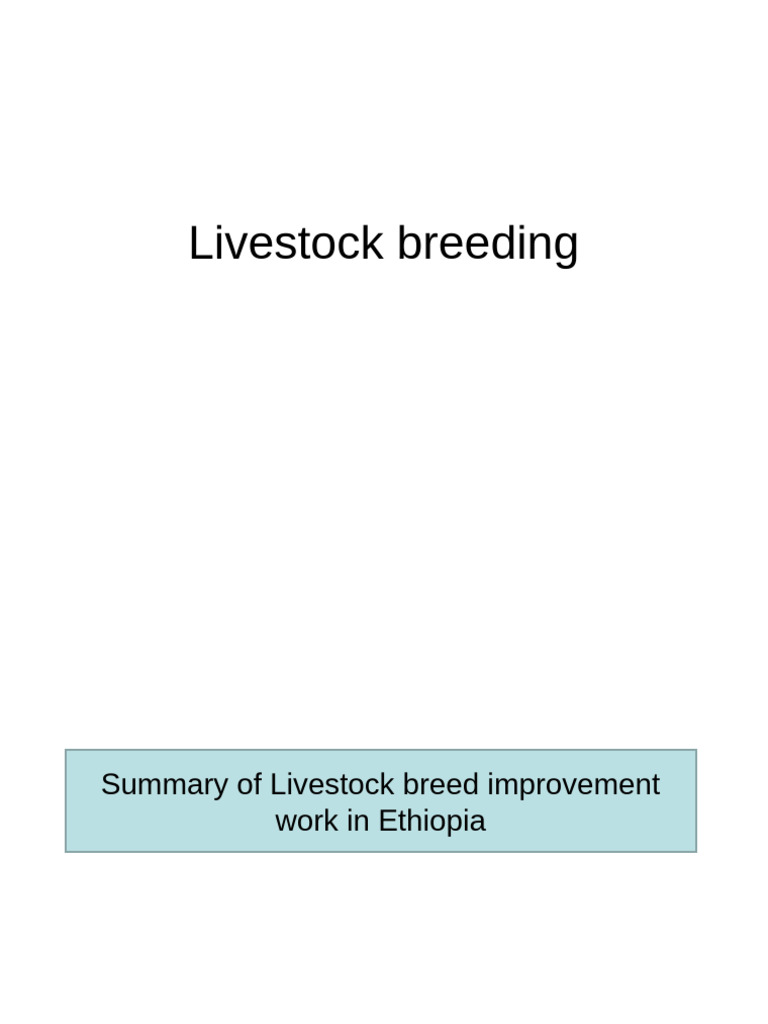 Ethiopia Livestock Breed Improvement Guide | PDF | Selective Breeding ...