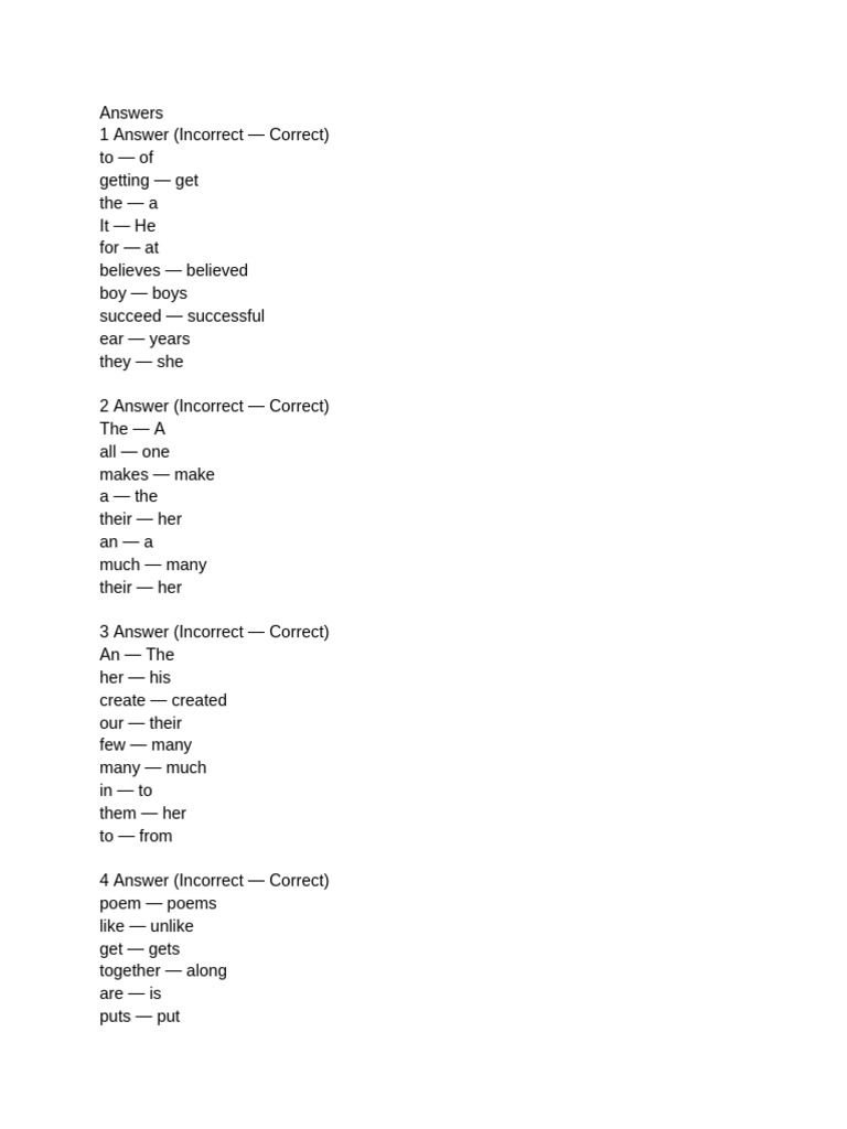 Editing Exercises III (Answers Only) | PDF