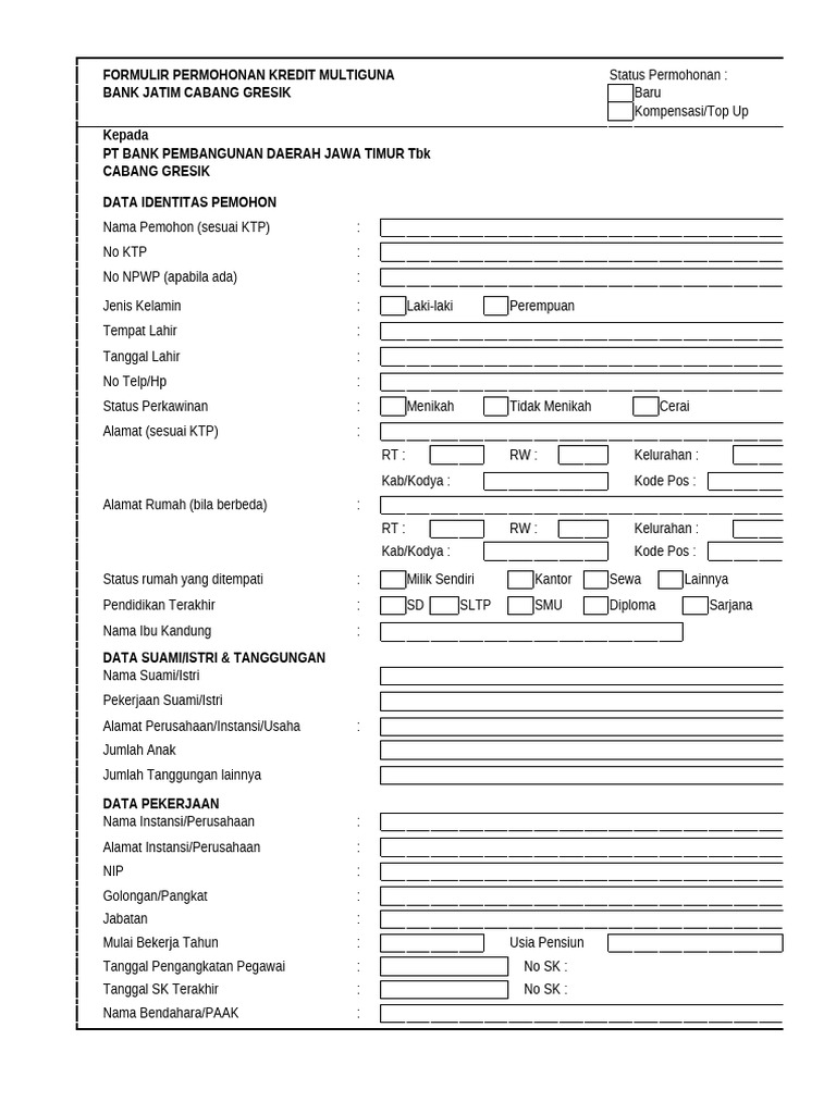 Form Aplikasi Kredit Multiguna Perangkat Desa | PDF
