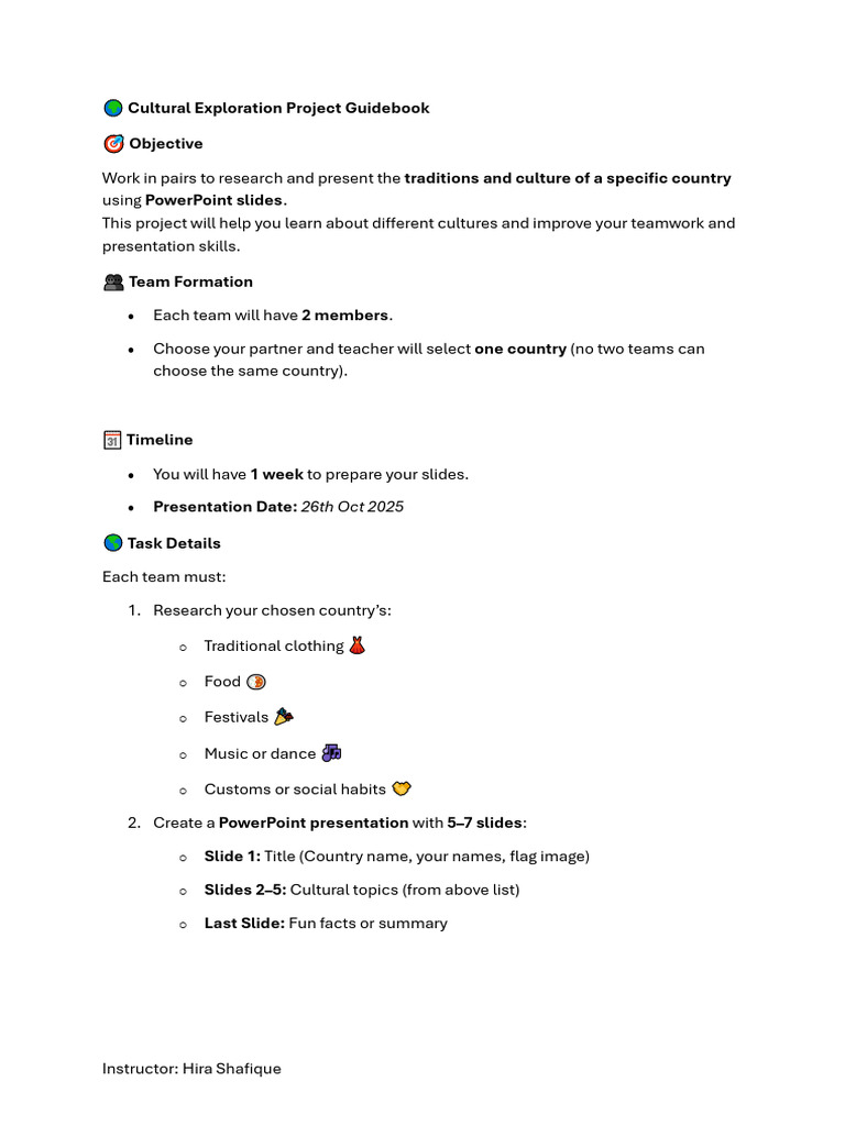 Cultural Exploration Project Guidebookv | PDF