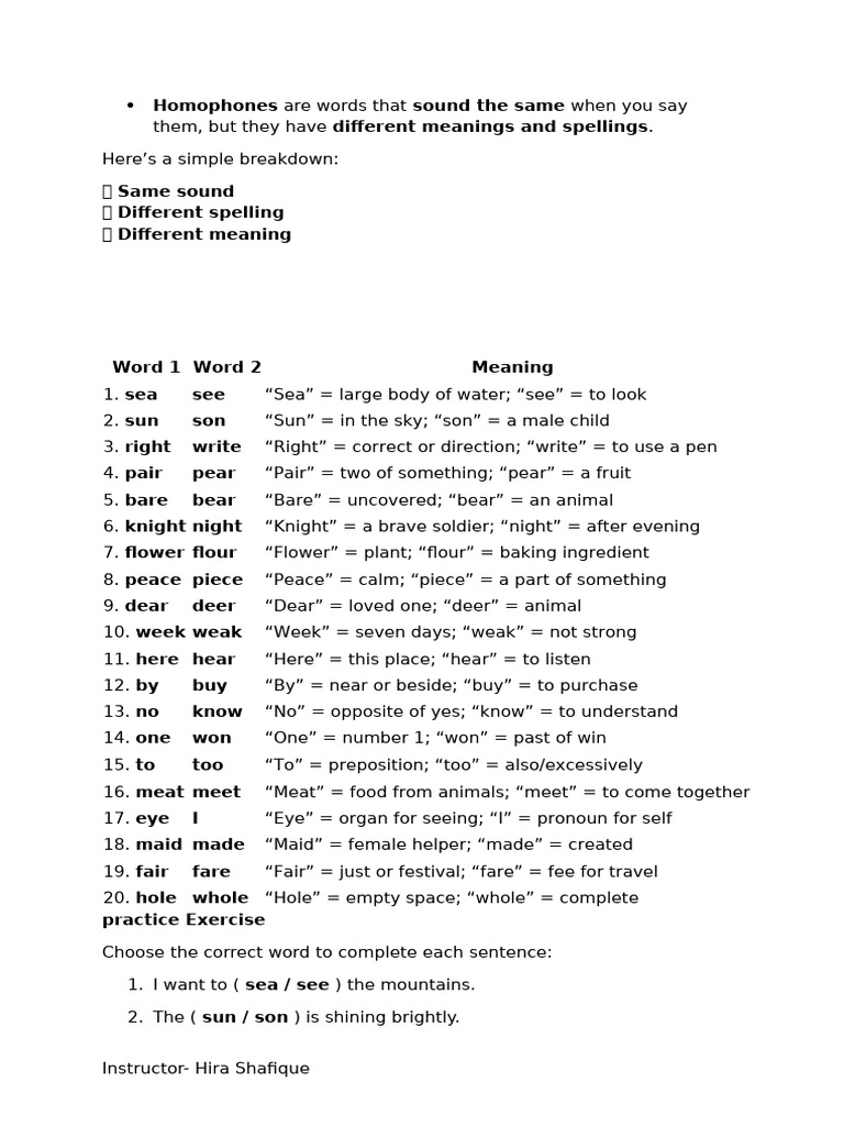 Lesson 27 HOMOphones | PDF