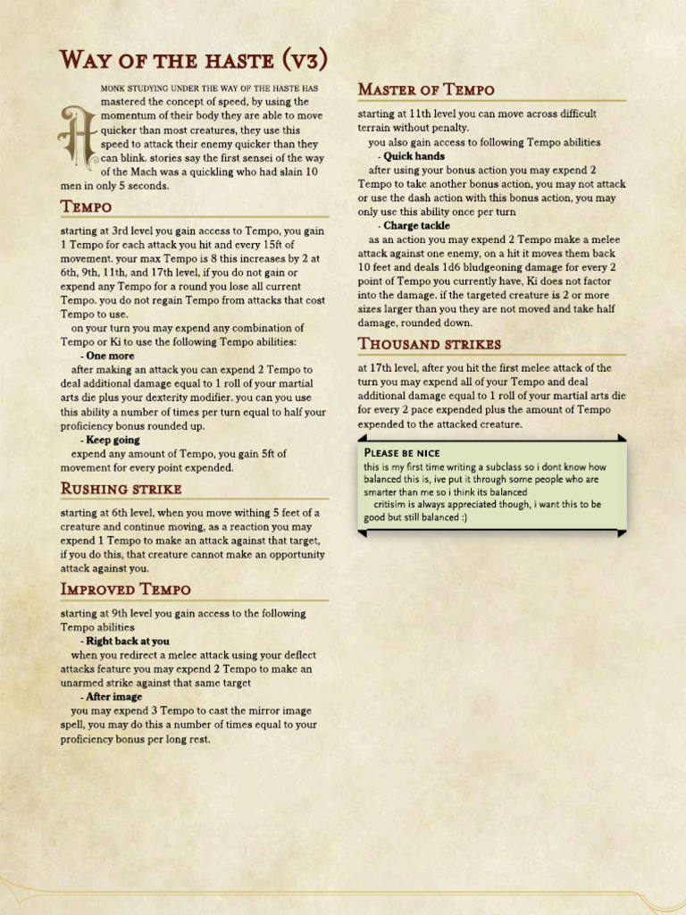 Way of The Haste (v3) | PDF