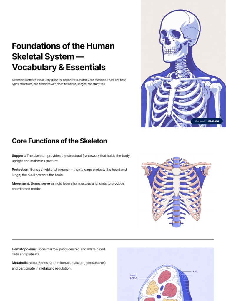 Foundations of The Human Skeletal System Vocabulary and Essentials ...