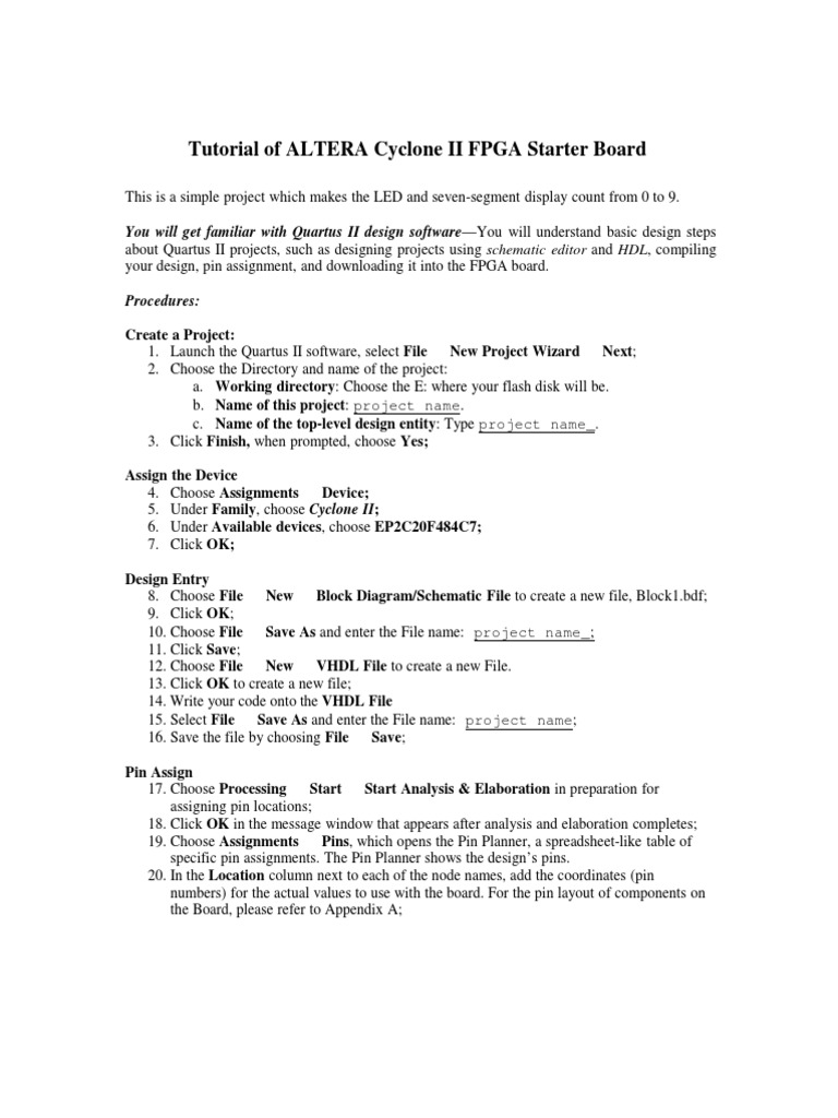 Tutorial Altera Cyclone Board Pdf Vhdl Field Programmable Gate Array