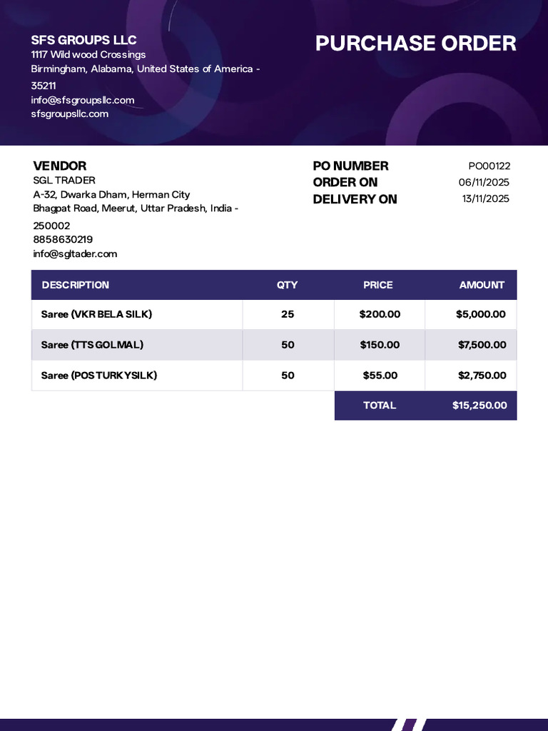 Purchase Order Maker Document | PDF