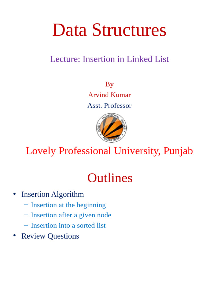 8 Linked List Insertion | PDF | Pointer (Computer Programming) | Algorithms And Data Structures